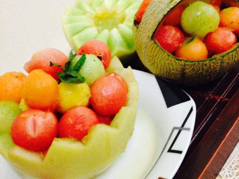 Fruit Salad: A Medley of Melons served with Citrus-Ginger Dressing