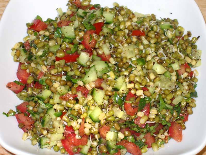 Sprouted Moong Salad - Manjula's Kitchen - Indian Vegetarian Recipes